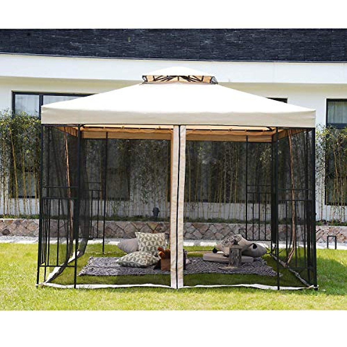 Grand patio 10x10 Ft Patio Gazebo with Mesh Netting Outdoor Canopy for Backyard, Garden, Pool-Side