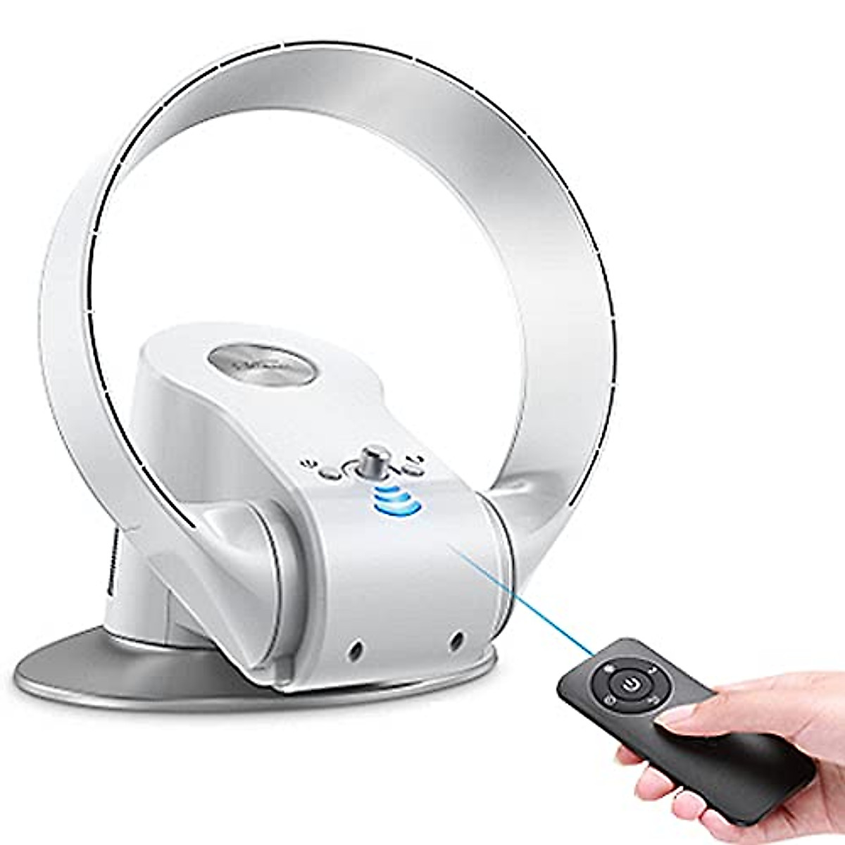 Wall Mounted Bladeless Desk Fan-Metal,3-Speed Office/Bedrooms Floor Fan,with Remote Control/Timer,Quiet Cooling Air Industrial Electrical Fan(Silver/Black/White)