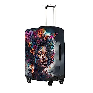 Dudietry Suitcase protector cover tsa approved luggage cover for Suitcase Washable Suitcase Protector Anti-scratch Suitcase cover Large African American Black Girl
