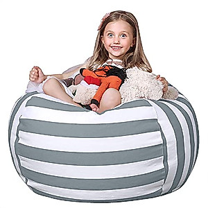 Wekapo Stuffed Animal Storage Bean Bag Chair Cover for Kids | Stuffable Zipper Beanbag for Organizing Children Plush Toys Large Premium Cotton Canvas
