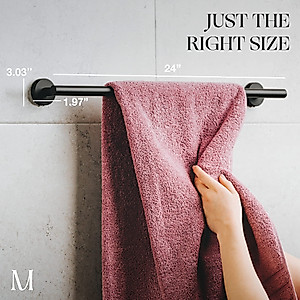 Marmolux Acc - Matte Black Towel Bar - 24 inch Bathroom Towel Holder - Heavy Duty Stainless Steel SUS 304 Bar - Wall Mounted Towel Rack Storage Set - Ideal for Bathroom & Kitchen. - Hand Towel Holder