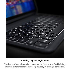 ZAGG Pro Keys Detachable Case and Wireless Keyboard for Apple iPad Pro 10.2", Multi-Device Bluetooth Pairing, Backlit Laptop-Style Keys, Apple Pencil Holder, 6.6ft Drop Protection, Lightweight, Black