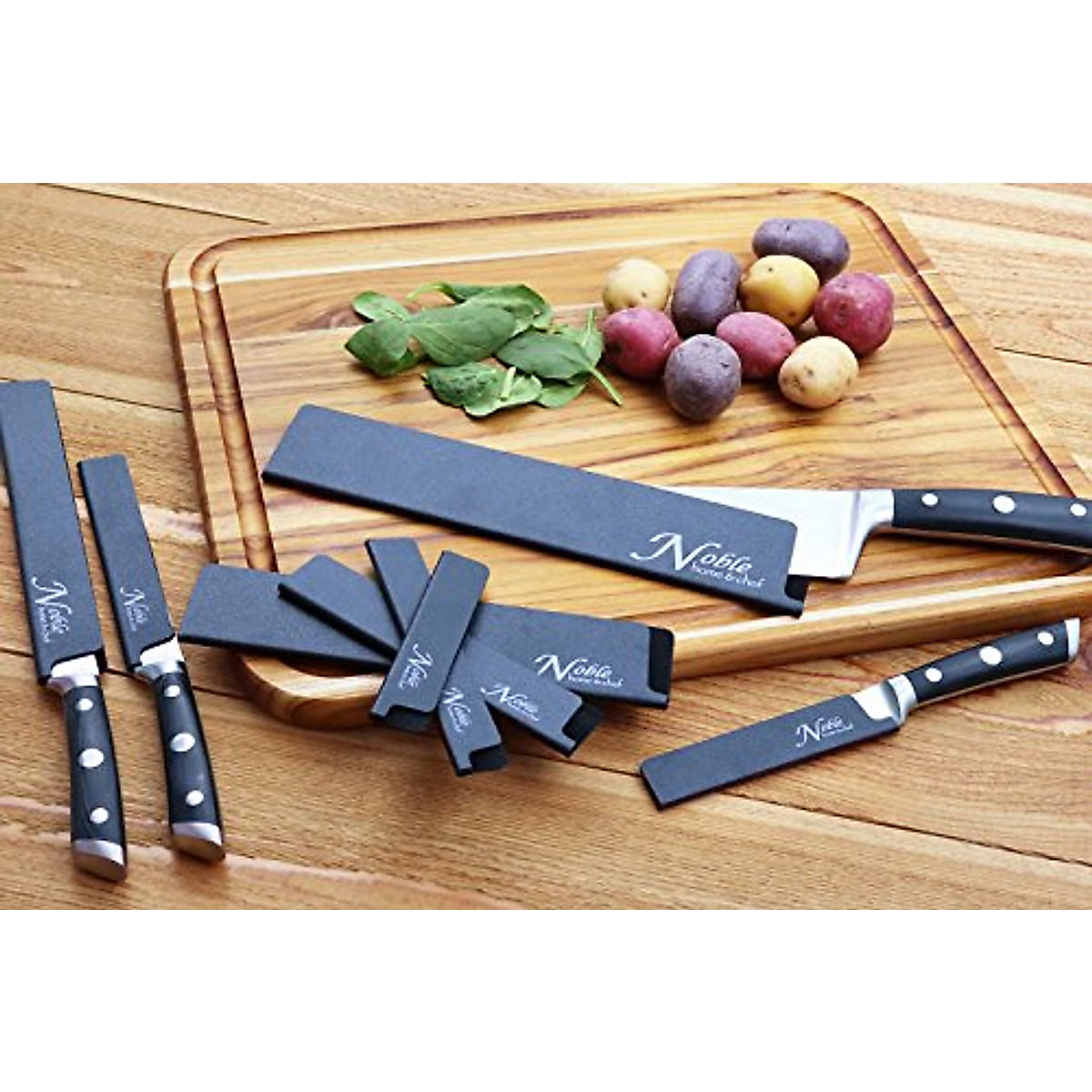 Noble Home & Chef 8-Piece Universal Knife Guards are Felt Lined, More Durable, Non-BPA, Gentle on Blades, and Long-Lasting Knives Covers Are Non-Toxic and Abrasion Resistant! (Knives Not Included)