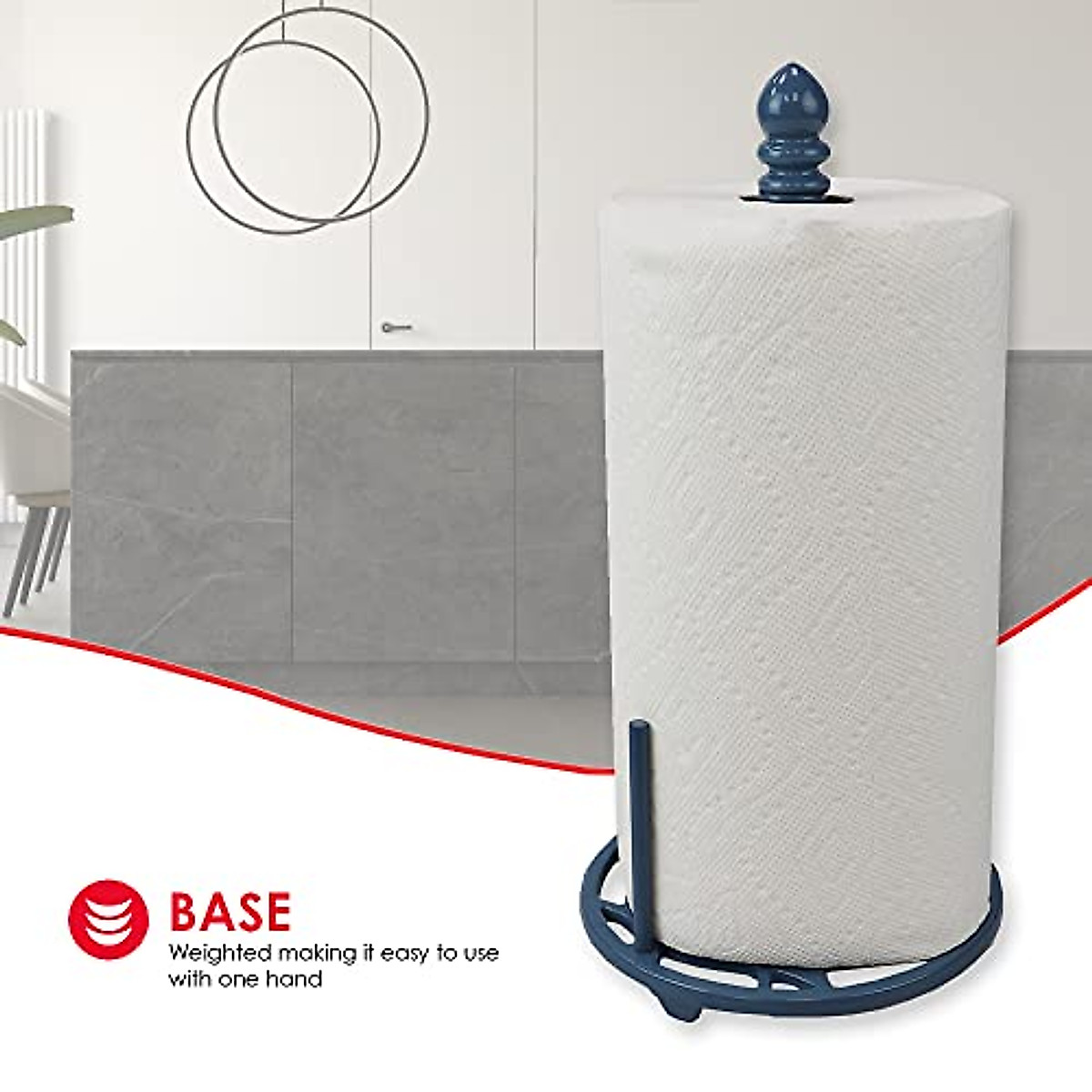 Home Basics Iris Freestanding Cast Iron Paper Towel Holder with Tear Bar, Slate (1)