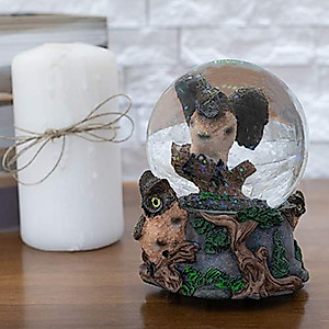 Elanze Designs Red Bellied Eagle Owls 100MM Musical Snow Globe Plays Tune Wonderful World