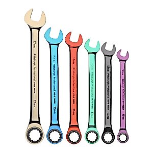 Pittsburgh 6 Piece Metric Ratcheting Color Combo Wrench Set