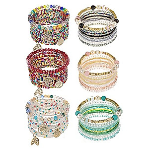 iYours 6 sets Bohemian Multilayer tassels bracelet Handmade Wrap Bracelets Bangle Jewelry Bracelets for Women (JA6-4)