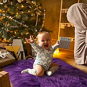 HOMORE Soft Fluffy Faux Fur Area Rug for Bedroom Living Room, Extra Comfy and Fuzzy Rugs, Washable Plush Carpet for Bed Home Decor, 3x5 Feet Purple