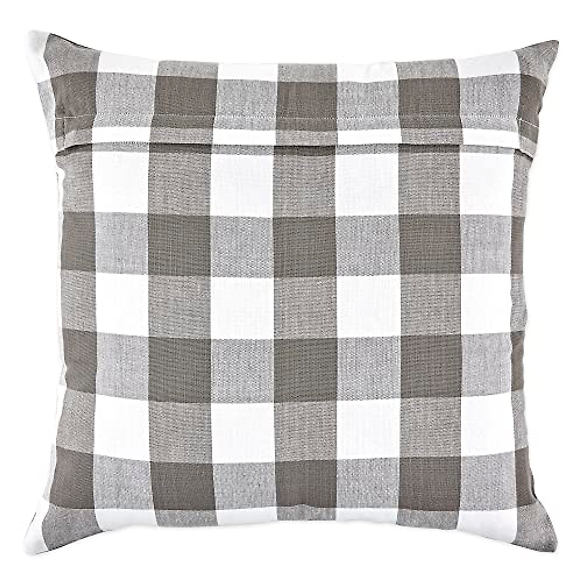 DII Decorative Square Throw Pillow Cover Collection Cotton, Machine Washable, Hidden Zipper, 18x18, Gray Gingham, 4 Piece