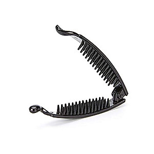 Aeyistry 2 Pcs Banana Hair Clips,Banana Combs Clip for Ponytail Holder Girls and Women(Black,Brown)