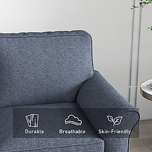 Bonzy Home 57" Loveseat Sofa, 2 Seater Upholstered Comfy Sofa Couch for Small Space, Living Room, Apartment, Office, Blue