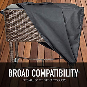 Permasteel Universal Cooler Cover for 80-Qt Cooler Cart, Patio Cooler | Heavy Duty, Weatherproof, Water-Resistant, UV-Resistant Cover for Outdoor, Outside, Backyard, Deck, Patio, Black