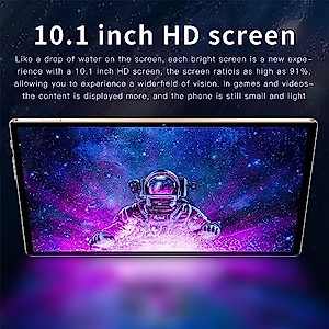 Honio Gaming Tablet, 2 Card Slots 10.1 Inch FHD Octa Core CPU Office Tablet 8GB RAM 256GB ROM for Family (US Plug)