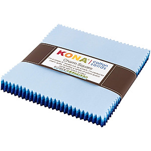 Kona Cotton Solids Waterfall Charm Square 42 5-inch Squares Charm Pack Robert Kaufman CHS-732-42