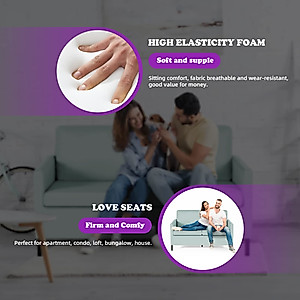 TYBOATLE 51" W Linen Fabric Upholstered Modern Loveseat Sofa Couch for Living Room, Love Seats 2-Seater Furniture w/Iron Legs for Compact Space, Apartment, Bedroom, Dorm, Office, Aqua Blue