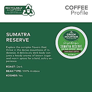 Green Mountain Coffee Roasters Sumatra Reserve Coffee, Keurig Single-Serve K-Cup pods, Dark Roast, 32 Count