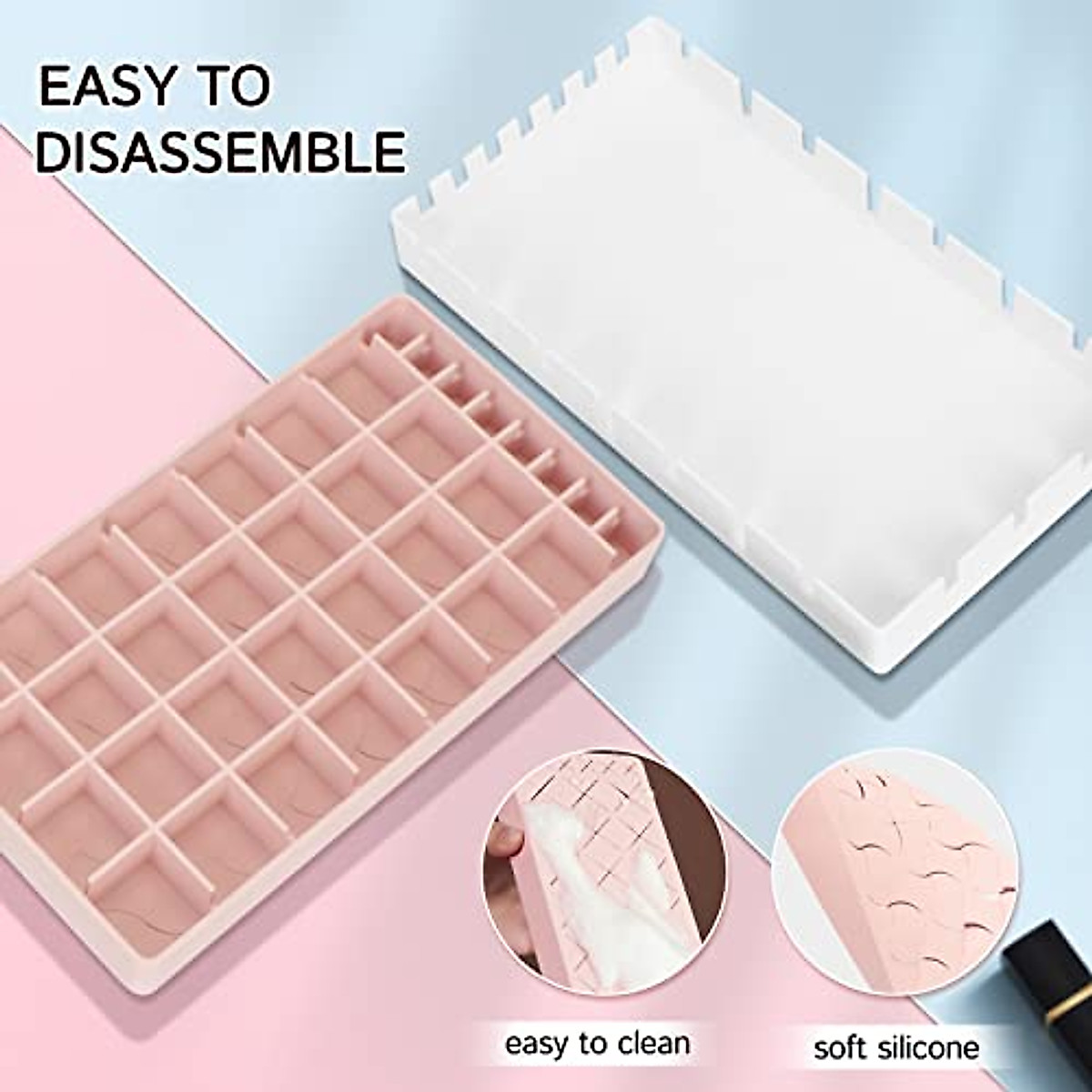 Unaikoo Silicone Lipstick Holder Organizer Brush Holder, Multi-function 28+8 Slots Lipstick Case Organizer for Eyebrow Pencil, Nail Polish, Makeup Brushes, Lipstick, Stationery Pink