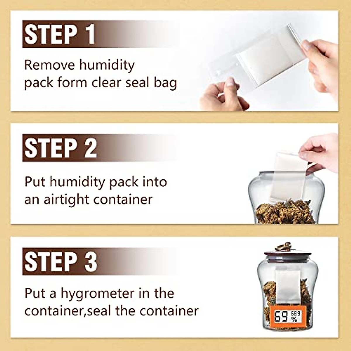 ZEALRVB 62% RH Humidity Pack 8 Gram 10 Packs 2-Way Humidity Control Packs for Herb Flower -Individually Wrapped -No Liquid Leakage…