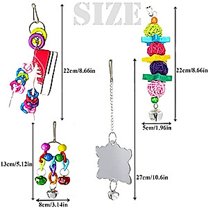 PBIEHSR Bird Parakeet Cockatiel Toys, 19 Pcs Pet Bird Cage Swing Hammock Shoe Chewing Toy Hanging Bell Wooden Perch for Conures, Love Birds, Finches, Budgie