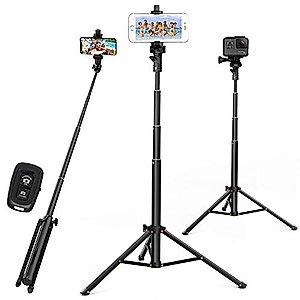Selfie Stick Tripod 52 Inch Cell Phone iPhone Tripod Stand with Bluetooth Remote Smartphone for iPhone 11 Xs X 6 7 8, Android Cellphone Gopro Camera Mount Portable Monopod Feet Travel Lightweight …
