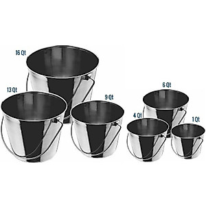 Indipets Heavy Duty Stainless Steel Pail - 2 Quart - Durable Dog Food and Water Storage