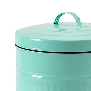 Mint Green Trash Can with Lid, Turquoise Bathroom Bedroom Waste Basket Soft Close, Small Teal Garbage Can, Retro Vintage Home Office Trash Can, 12 Liter/3 Gallon, Glossy Mint Green