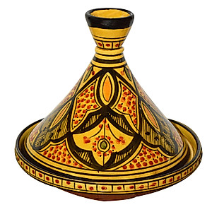 Moroccan Handmade Serving Tagine Exquisite Ceramic With Vivid colors Original 10 Inches in Diameter Yellow