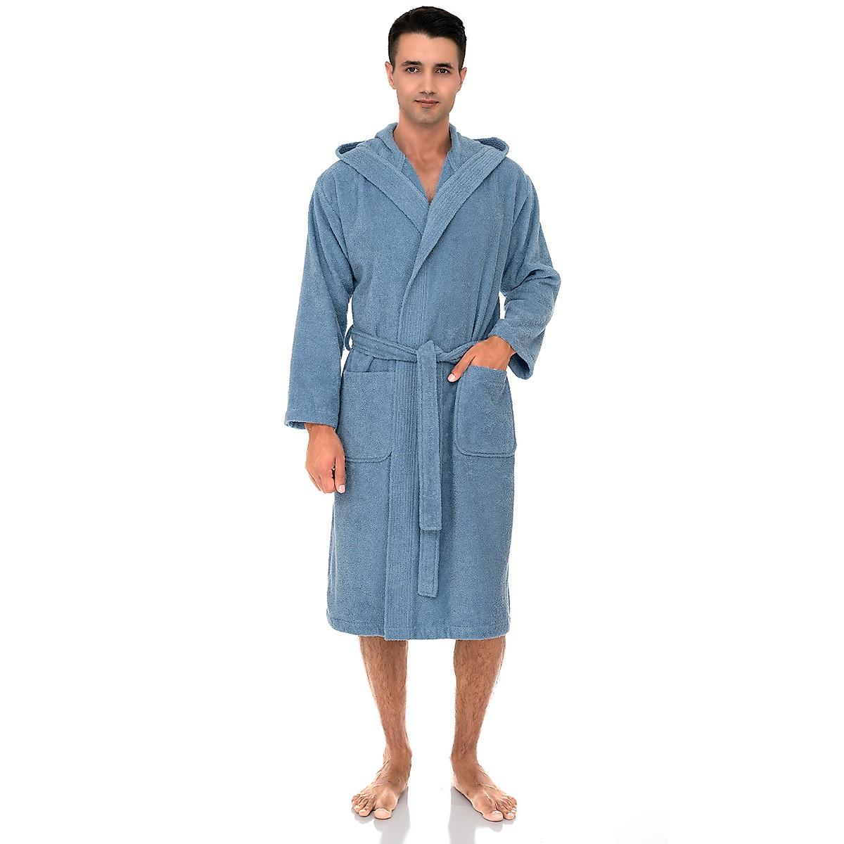 TowelSelections Mens Hooded Robe, Premium Cotton Terry Cloth Bathrobe, Soft Bath Robes for Men XX-Large Blue