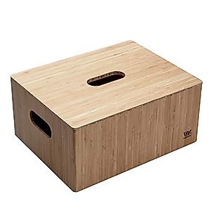 MobileVision Bamboo Storage Box PLUS LID COMBO, 9”x 12”x 6”, Durable Bin w/Handles, For Clothes, Shoes, Arts & Crafts, Closet & Office Shelf