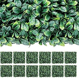 Giantex 12PCS 20x20inch Artificial Boxwood Panels Garden Privacy Fence Screen, 33.3 Sq.ft Faux Greenery Wall Privacy Hedge for Wedding Decor Fence Backdrop, Patio Topiary Hedge Protective Screen