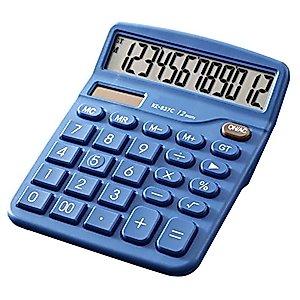 Reheyre Desktop Calculator 12 Digits Dual Power Supply Calculator Financial Tool Sensitive Button Blue