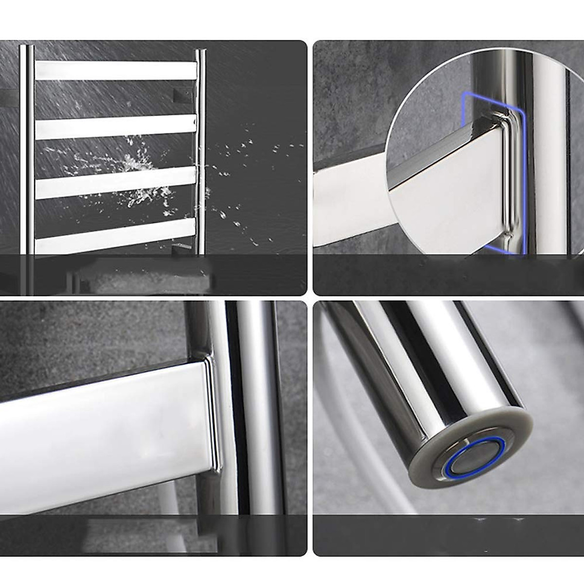 SEYFI Towel Warmers, Bathroom Towel Warmer,Heated Bath Towel Rack Straight Towel Rail Bathroom Radiator,Polished,Hardwired