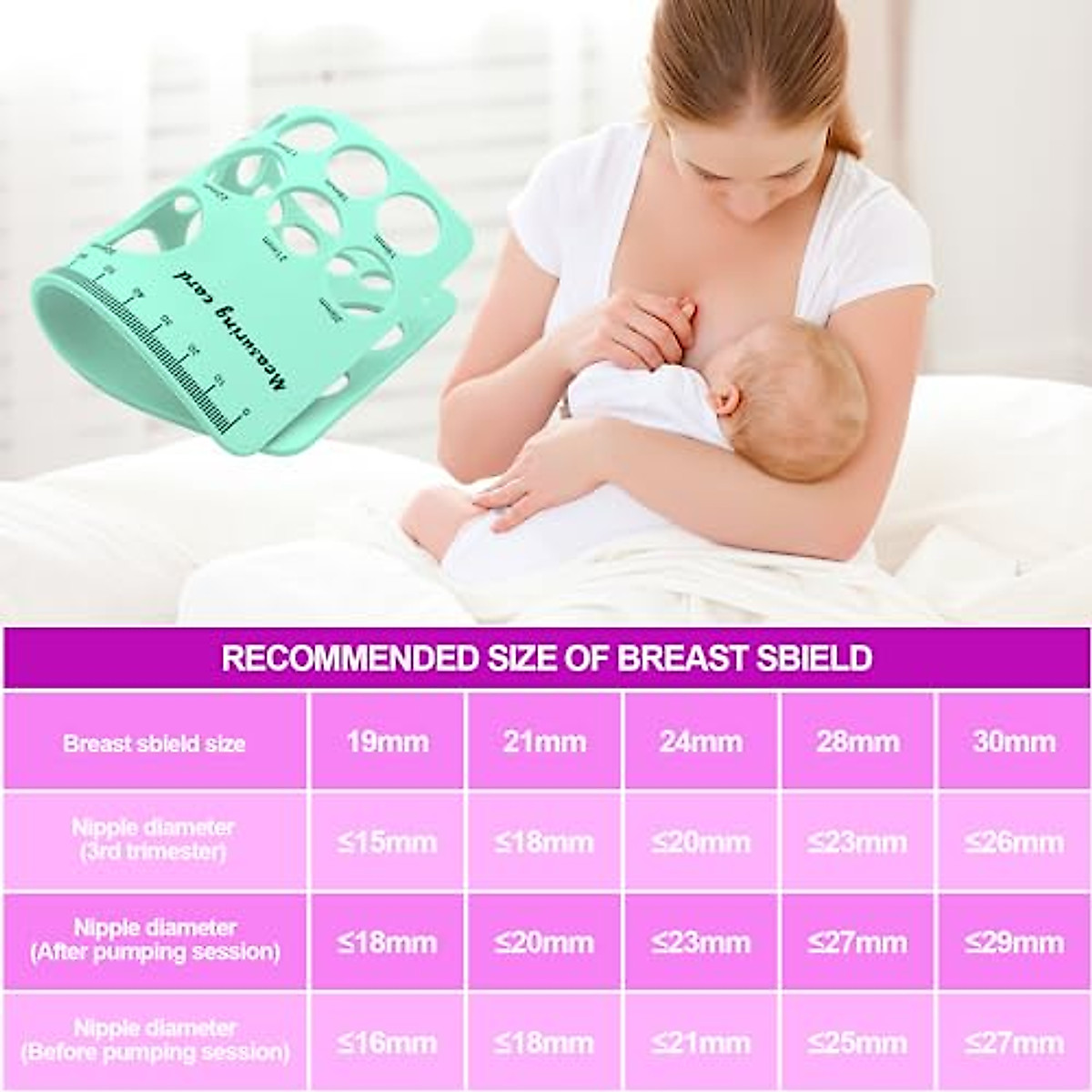 Silicone Nipples Ruler of Flange Size Measure for Nipple, Nipple Measurement Tool for Flanges Silicone and Soft in mm, Breast Pump Sizing Tool for Spectra, Medela, Momcozy, Lansinoh