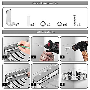 Shower Caddy Corner Shelf Bathroom Organizer, Drill Bathroom Shelf Storage Rack Wall Mounted for Shower Bathroom Kitchen