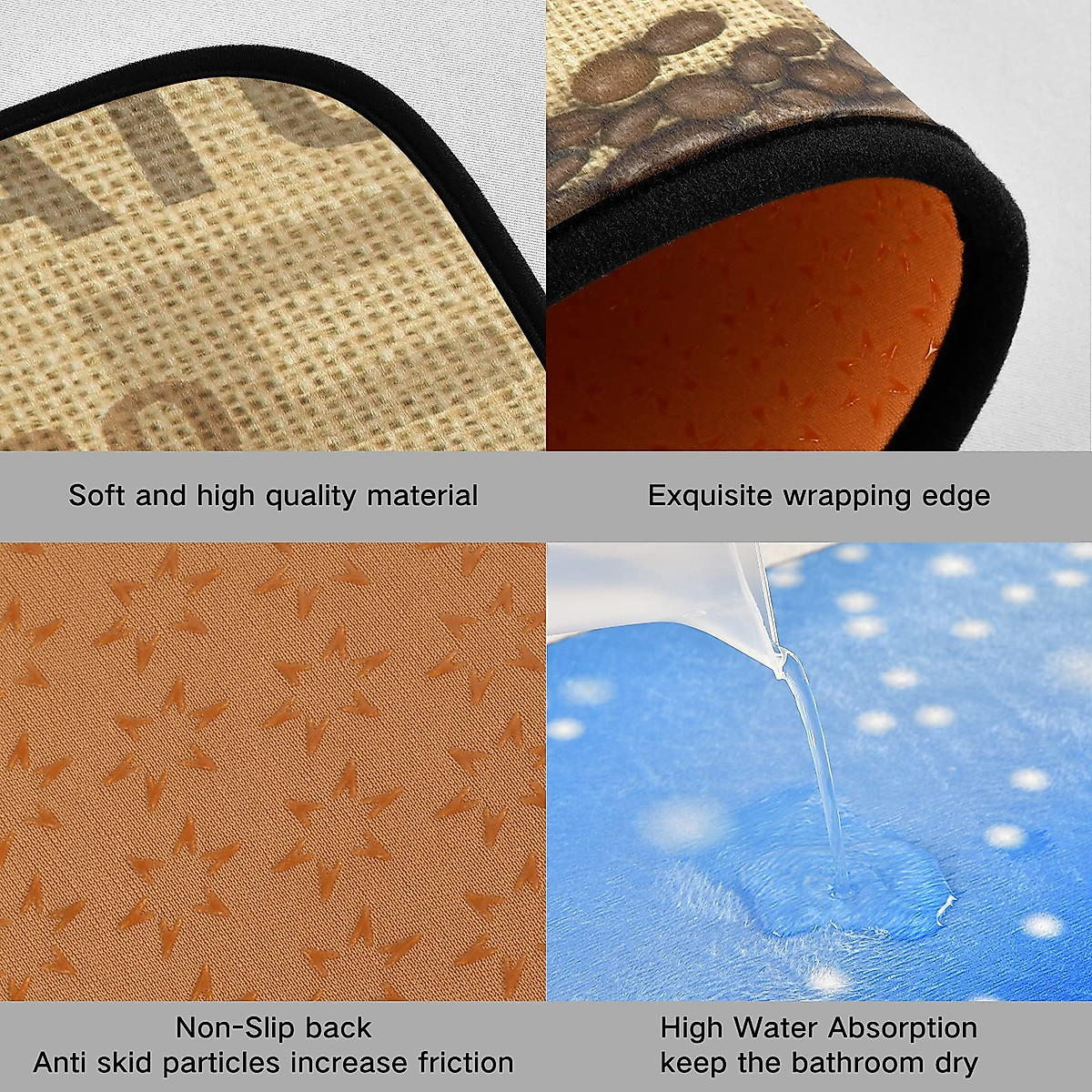 ALAZA Coffee Vintage 2 Piece Kitchen Rug Floor Mat Set Runner Rugs Non-Slip for Kitchen Laundry Office 20" x 28" + 20" x 48"