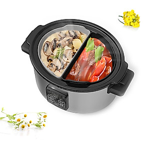 Slow Cooker Divider Liners Silicone fit Oval CrockPot 6-8 Quart,Food-Grade Material,BPA Free,Reusable,Leakproof,Dishwasher Safe,Cooking Liner for Hamilton Beach,Elite Gourmet,Bella Divider Insert