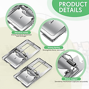 24 Pcs Classic Metal Rat Traps Reusable Rat Trap Humane Rat Traps Effective Snap Rat Trap That Work for Rat Mice Voles and Small Rodents Control (Silver)