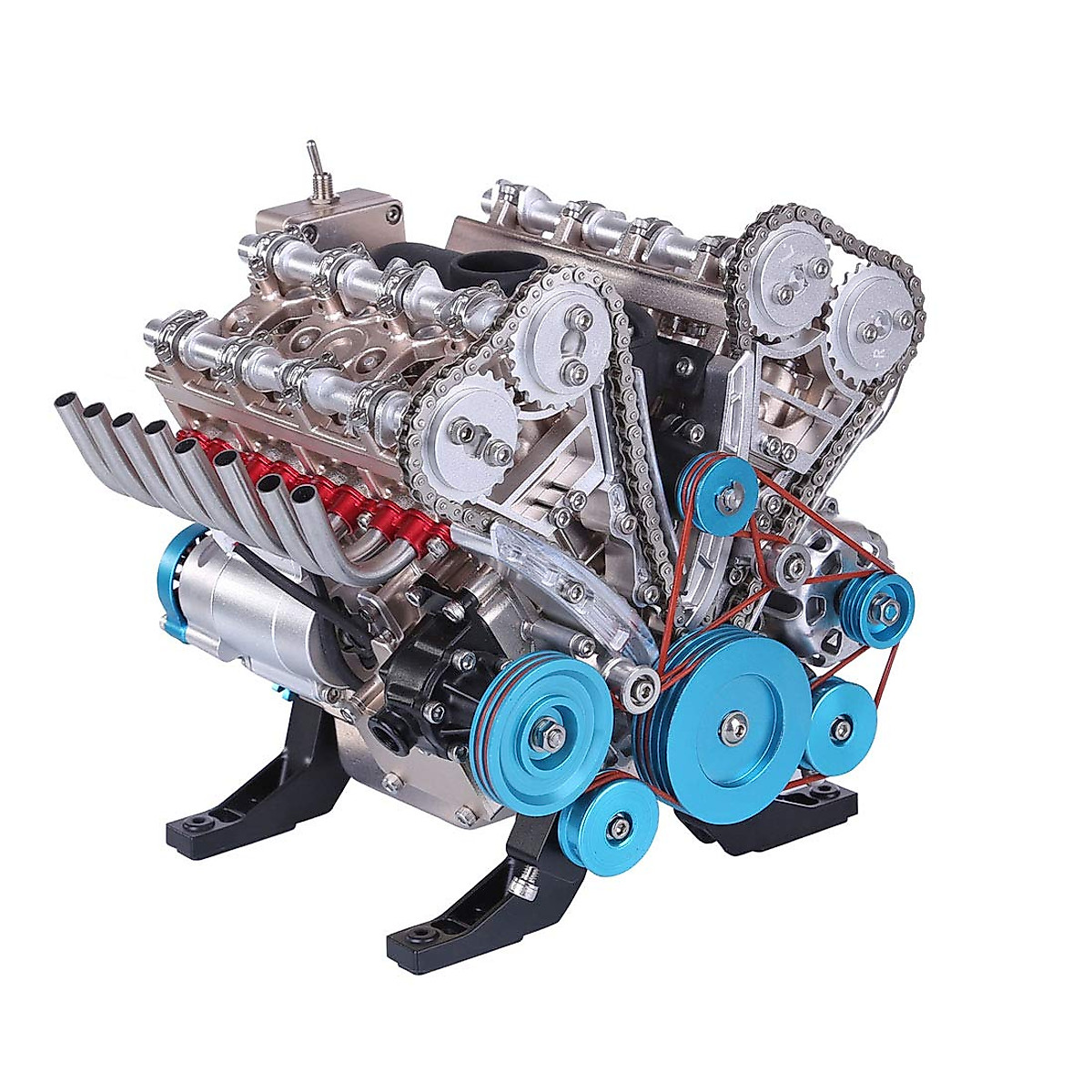 PeleusTech V8 Engine Model 500+Pcs 1:3 DIY Metal Mechanical Engine V8 Model Building Kit Car Engine Model for Adults, Men