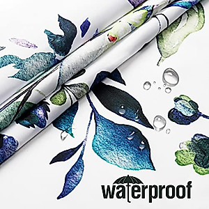 Gibelle Spring Floral Shower Curtain for Bathroom, Watercolor Green Eucalyptus Leaves Plant Shower Curtain Set with Hooks, Washable Polyester Fabric 72x72 Inch