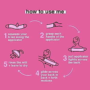 b.tan Back Self Tanning Applicator | We've Got Your Back - Best Sunless Tanner Body Mitt w/Handles, Streak-Free, Velvety Soft, Reusable, Washable, Great for Foam, Mousse, Gradual Lotion, & Drops