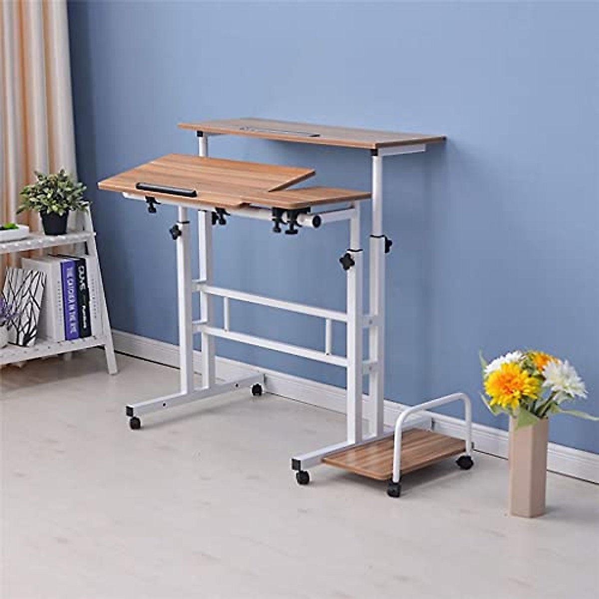 MJWDP 4 in 1 Adjustable Laptop Desk Multifunctional Computer Desk Table 2-Layer Study Desk PC Laptop Table Desk Stand with Mouse Pad (Color : E)