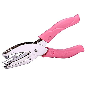 Star Shape Single Paper Hole Punch, 1 Pack 6.3 Inch Length 1/4 Inch of Diameter of Hole Handheld Puncher with Pink Soft Thick Leather Cover(Star 1/4 inch)