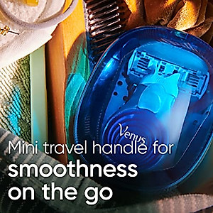 Gillette Venus Mini ComfortGlide White Tea Razors for Women, Includes 1 Venus Razor Mini Handle, 3 Razor Blade Refills, 1 Travel Case