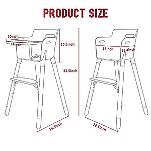 Tiny Dreny Wooden Baby High Chair | High Chair for Babies and Toddlers | 3-in-1 Baby High Chair Grows up with Family | Highchair with Adjustable Footrest and Removable Tray