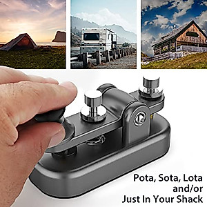 PUTIKEEG Mini Classical Morse Code Key - CW Morse Code Keys Automatic Morse Aluminum Alloy Radio Ham Send Telegram Morse Code Key with Adjustment Body Neodymium Magnets Base - Grey
