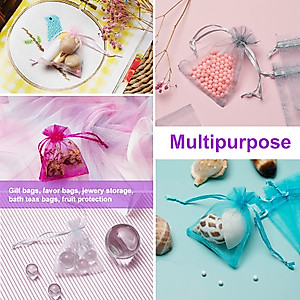 CLRBEATTY 100 Pcs Sheer Gift Bags,2.8"x3.6" Sheer Organza Bags,Drawstring Organza Jewelry Pouches,Organza Drawstring Bags for Wedding Party Festival Christmas Favor Gift(Red)