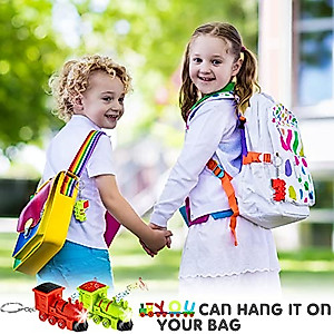 24 Pcs Trains Party Favors Train Keychain Light Up Backpack Clips with LEDs and Sounds LED Train Party Birthday Supplies Fun LED Light Up Keychains Classroom Rewards Goodie Bag Filler Carnival Prize