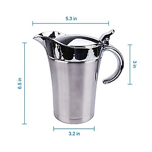 ShineMe Stainless Steel Gravy Boat Sauce Jug with Lid, 26oz Double Wall Insulated, Storage for Gravy or Cream, Used at Home & Kitchen