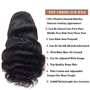 IUPin 4x4 Body Wave Lace Closure Wigs Brazilian Lace Front Wigs Human Hair for Black Women 150% Density Pre Plucked with Baby Hair Bleached Knots (20inch, Body Wave Wig)