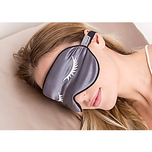 BlueHills Luxury Gift Set - 100% Pure Mulberry Natural Soft Both Sides Silk Pillowcase 2 Pack for Hair and Skin Hidden Zipper & 1 Pure Silk Eye Mask Gift Box 3 Piece Set Taupe Color Standard S023